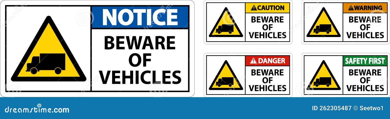 Beware of Vehicles Sign on White Background Stock Vector - Illustration ...
