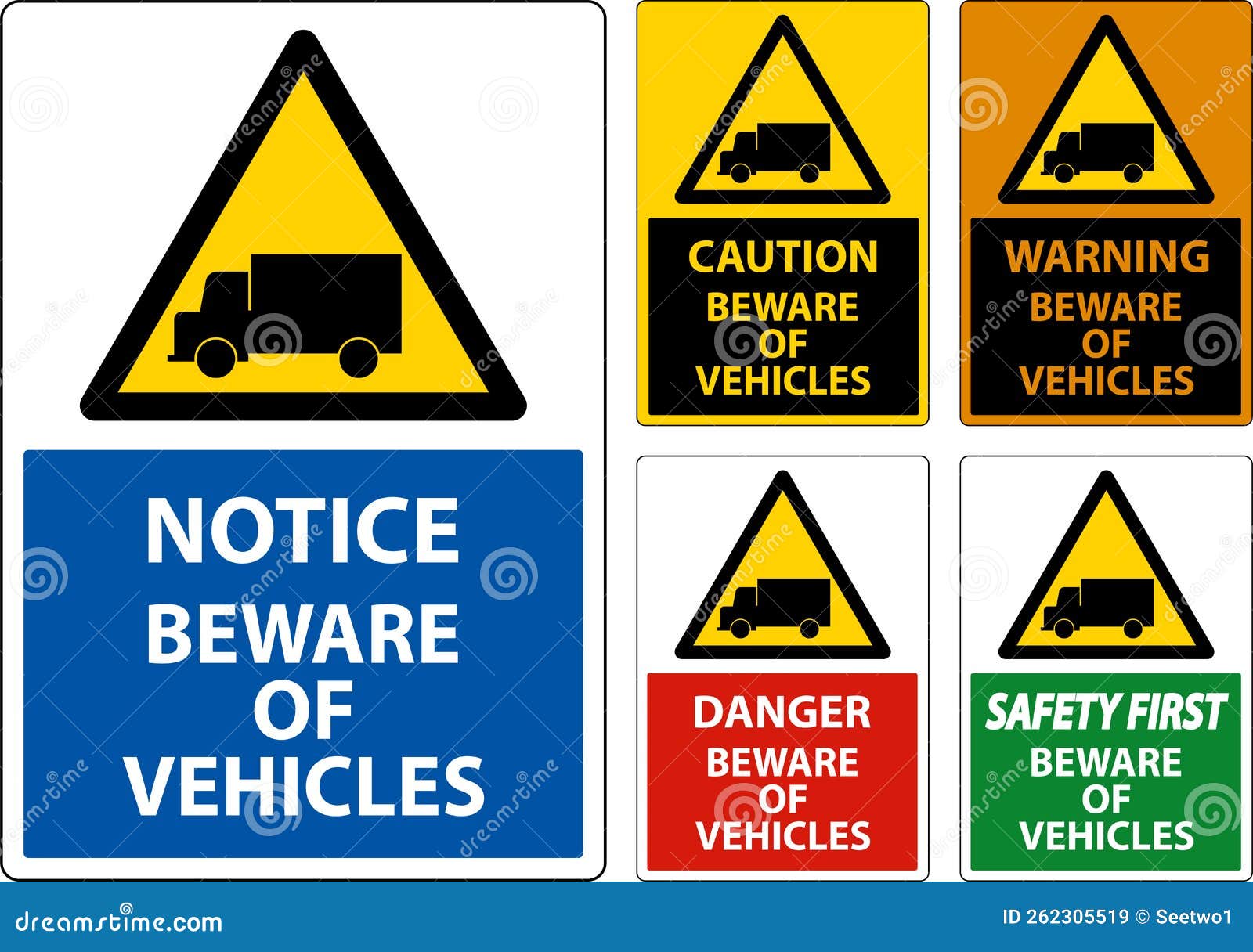 Beware of Vehicles Sign on White Background Stock Vector - Illustration ...