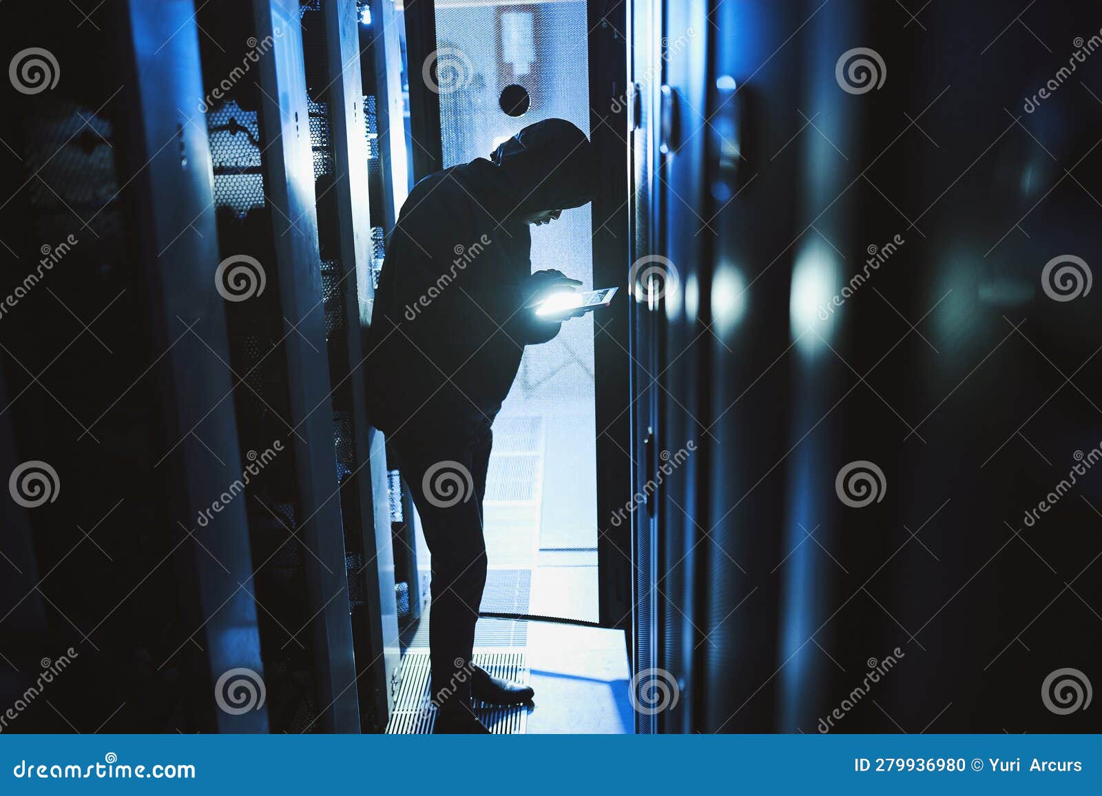 Beware Your Data Might Be Compromised. a Hacker Using a Digital Tablet ...