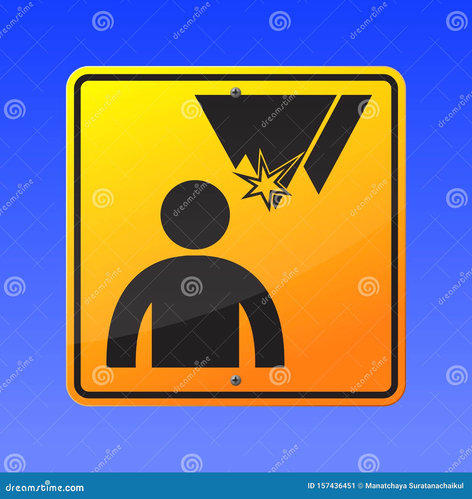 Beware of your head sign. stock illustration. Illustration of graphic ...