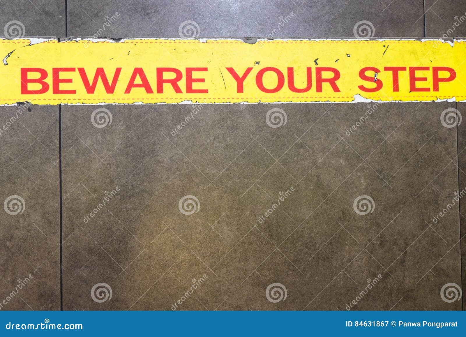 Beware your step sign stock image. Image of stair, steps - 84631867