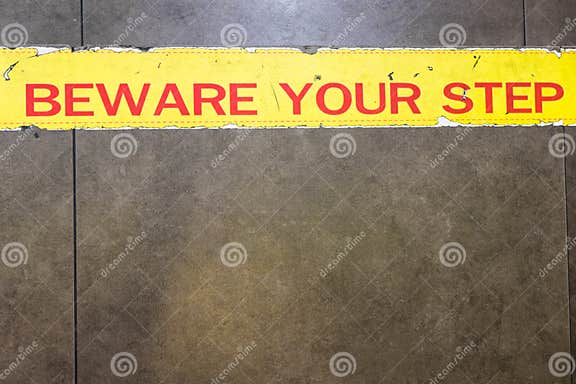 Beware your step sign stock image. Image of stair, steps - 84631867