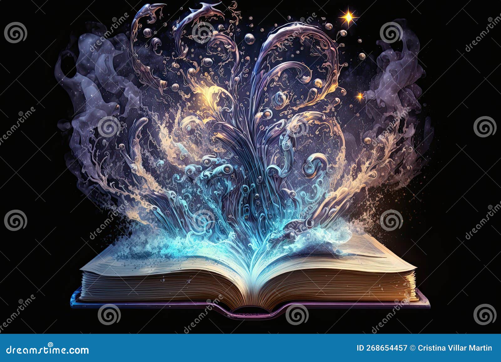 Bewitched Book with Magic Glows in the Darkness Made with Generative AI ...