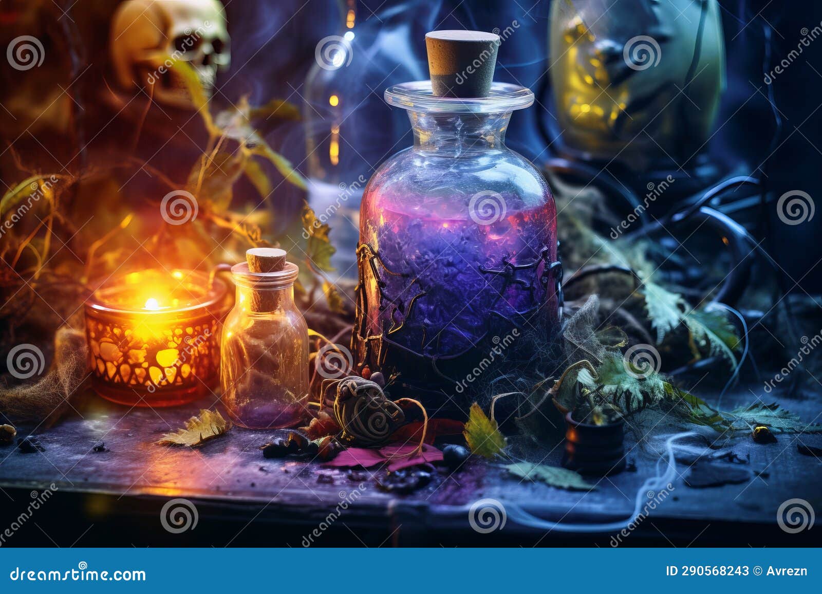 Bewitched Brew and Dark Enchantments on a Mystic Table, Generative AI ...