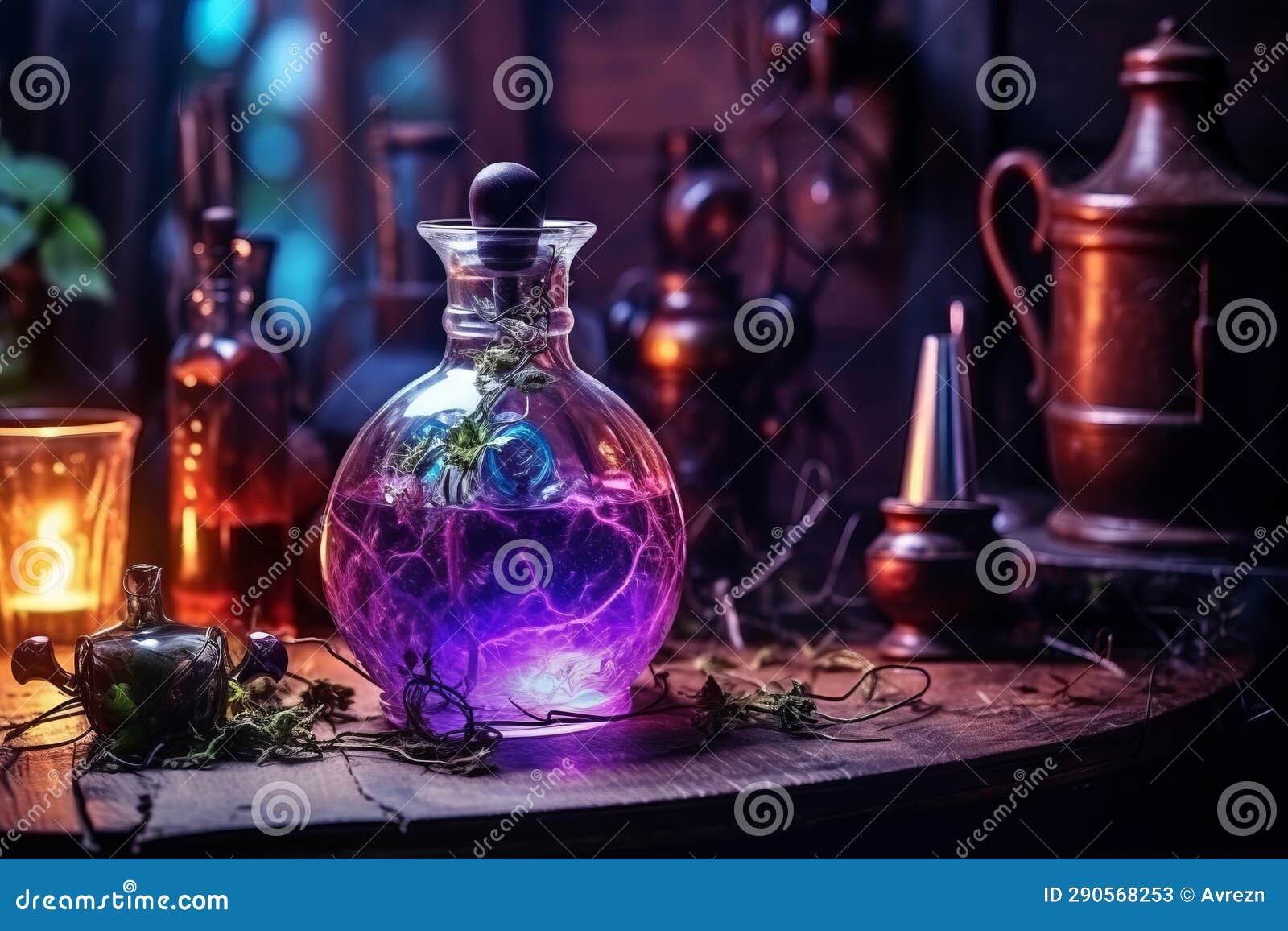 Bewitched Brew and Dark Enchantments on a Mystic Table, Generative AI ...