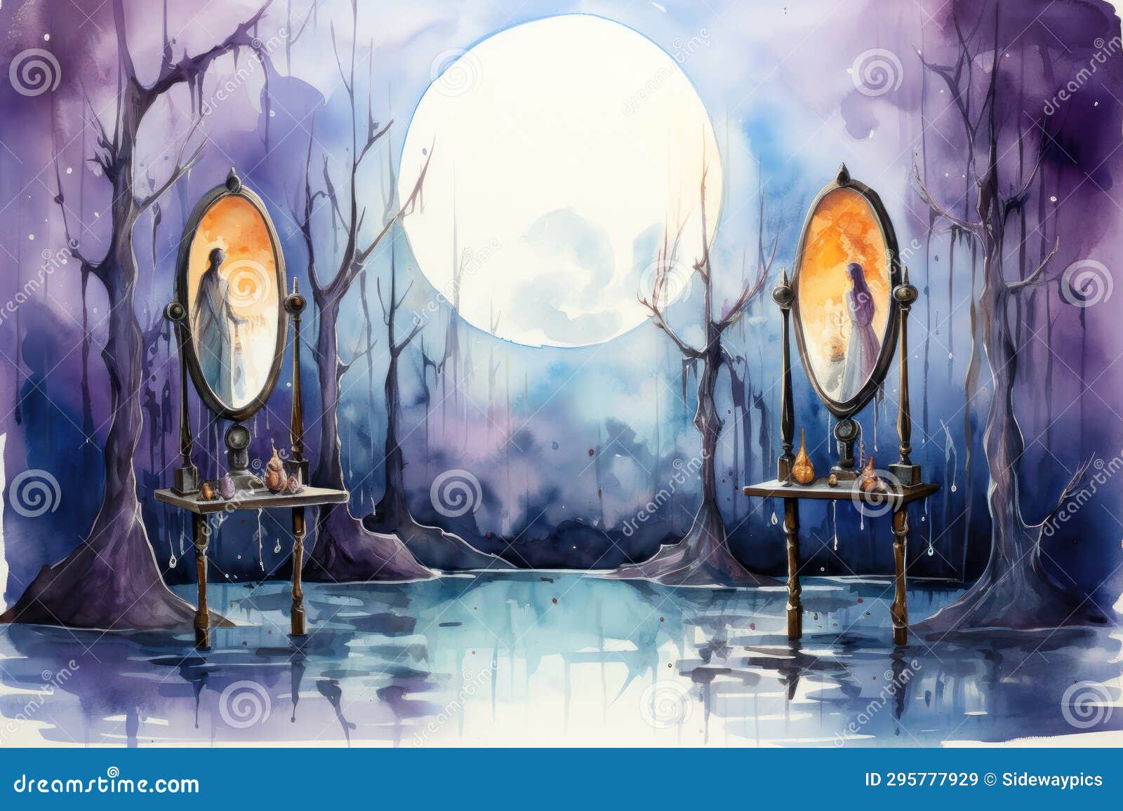 Bewitched Shadow Mirrors - Generative AI Stock Illustration ...