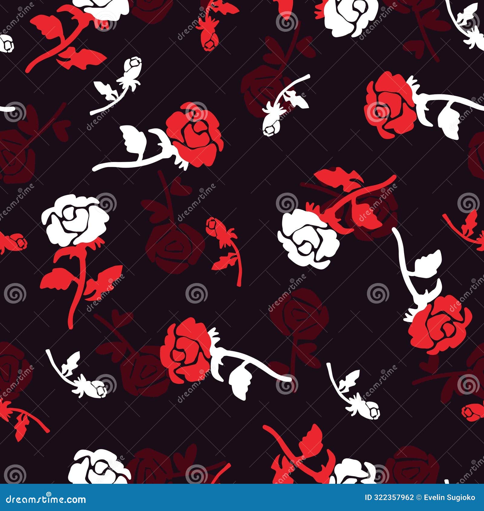 Bewitching Red Rose Gothic Flora on Dark Pattern Stock Vector ...