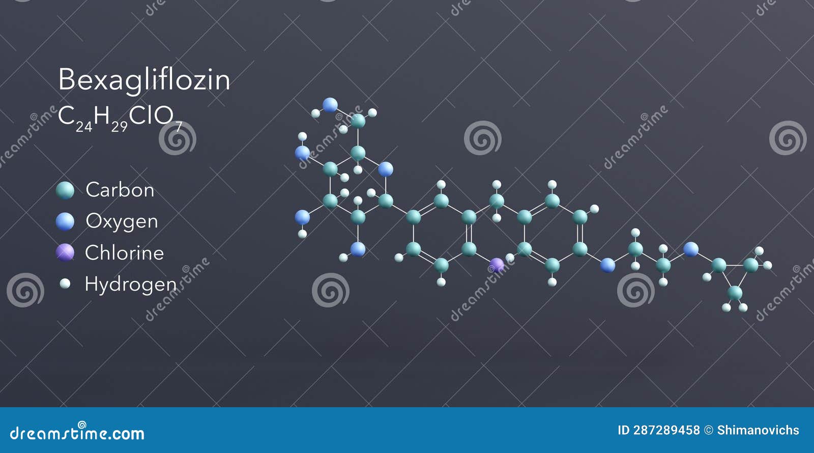 Bexagliflozin Molecule, Antidiabetic Medication, Molecular Structure ...
