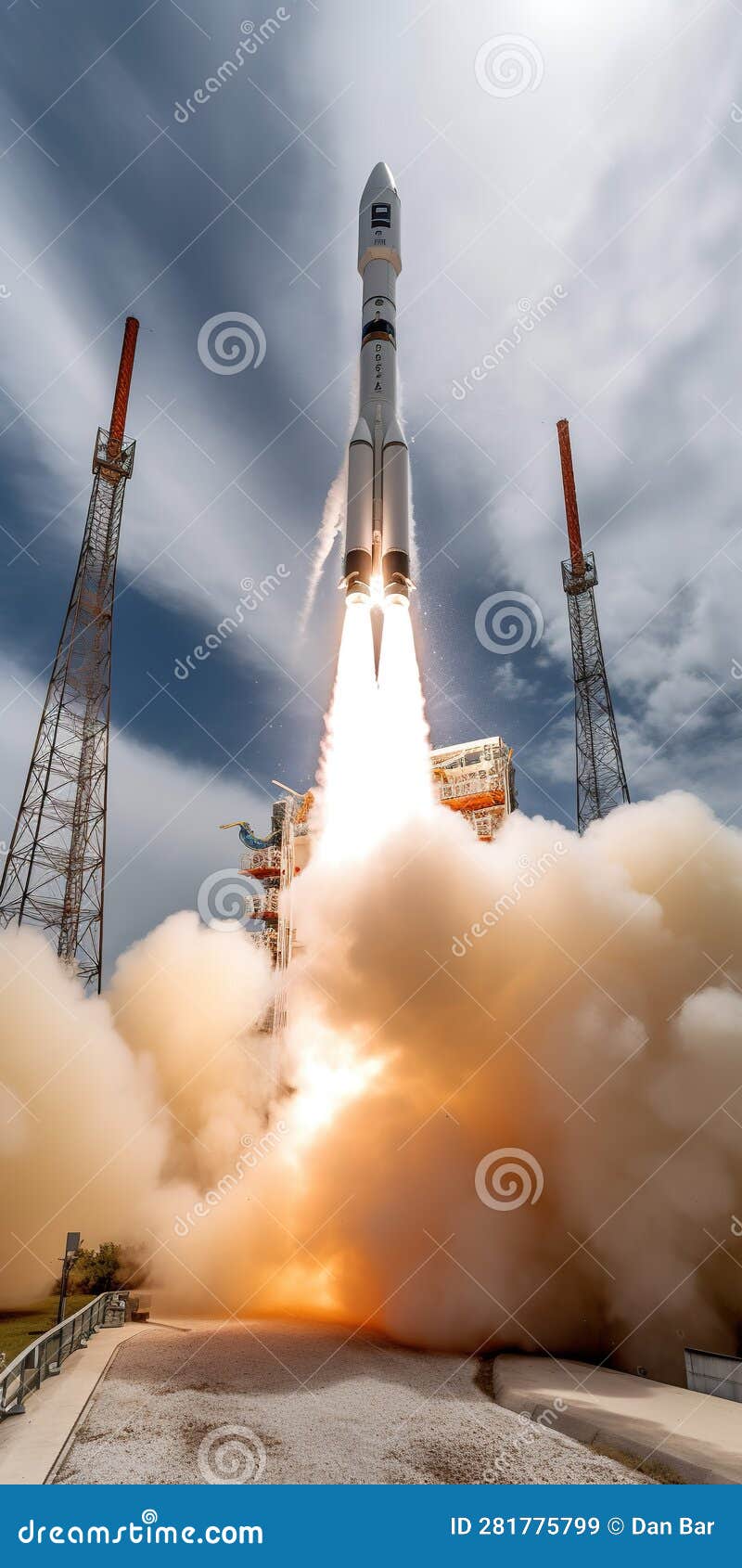 Rocket Launching into the Cosmos. Generative AI Stock Illustration ...