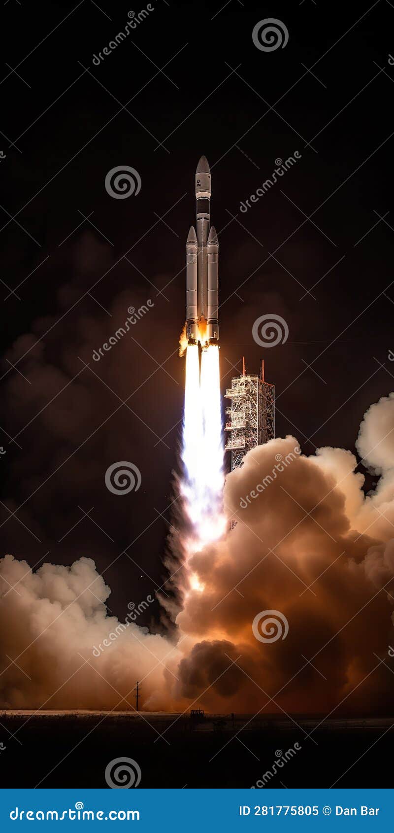 Rocket Launching into the Cosmos. Generative AI Stock Illustration ...