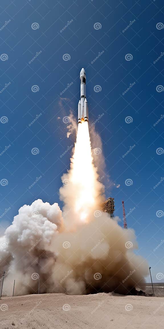 Rocket Launching into the Cosmos. Generative AI Stock Illustration ...
