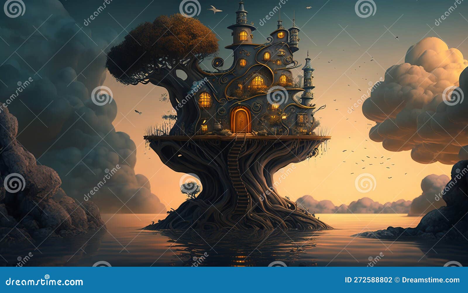 Beyond this Life. Surreal Mystical Fantasy Artwork Stock Illustration ...