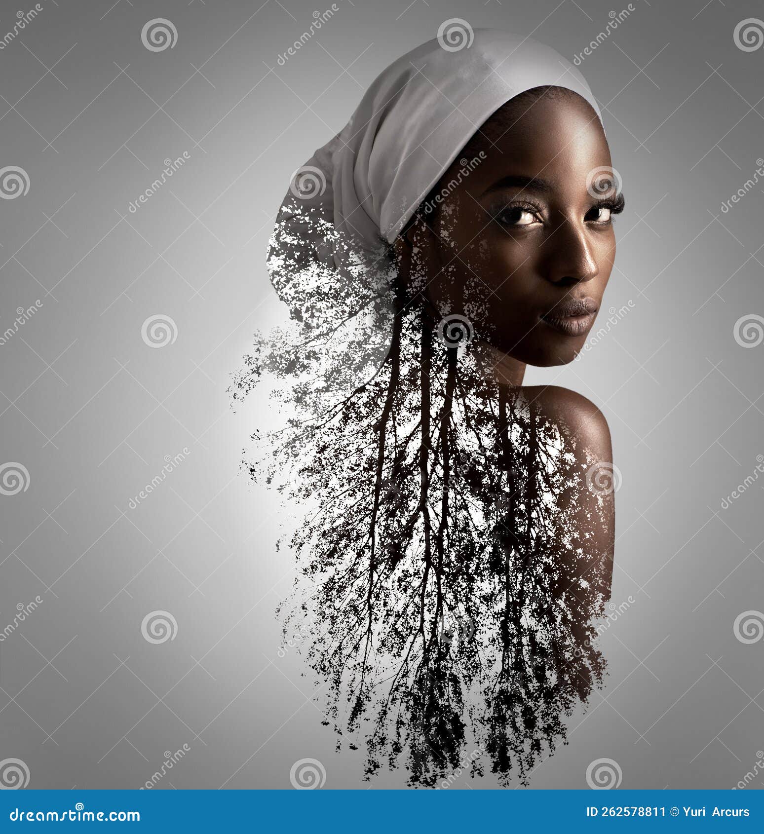 Beyond Natural. Composite Image of Nature Superimposed on a Young Woman ...