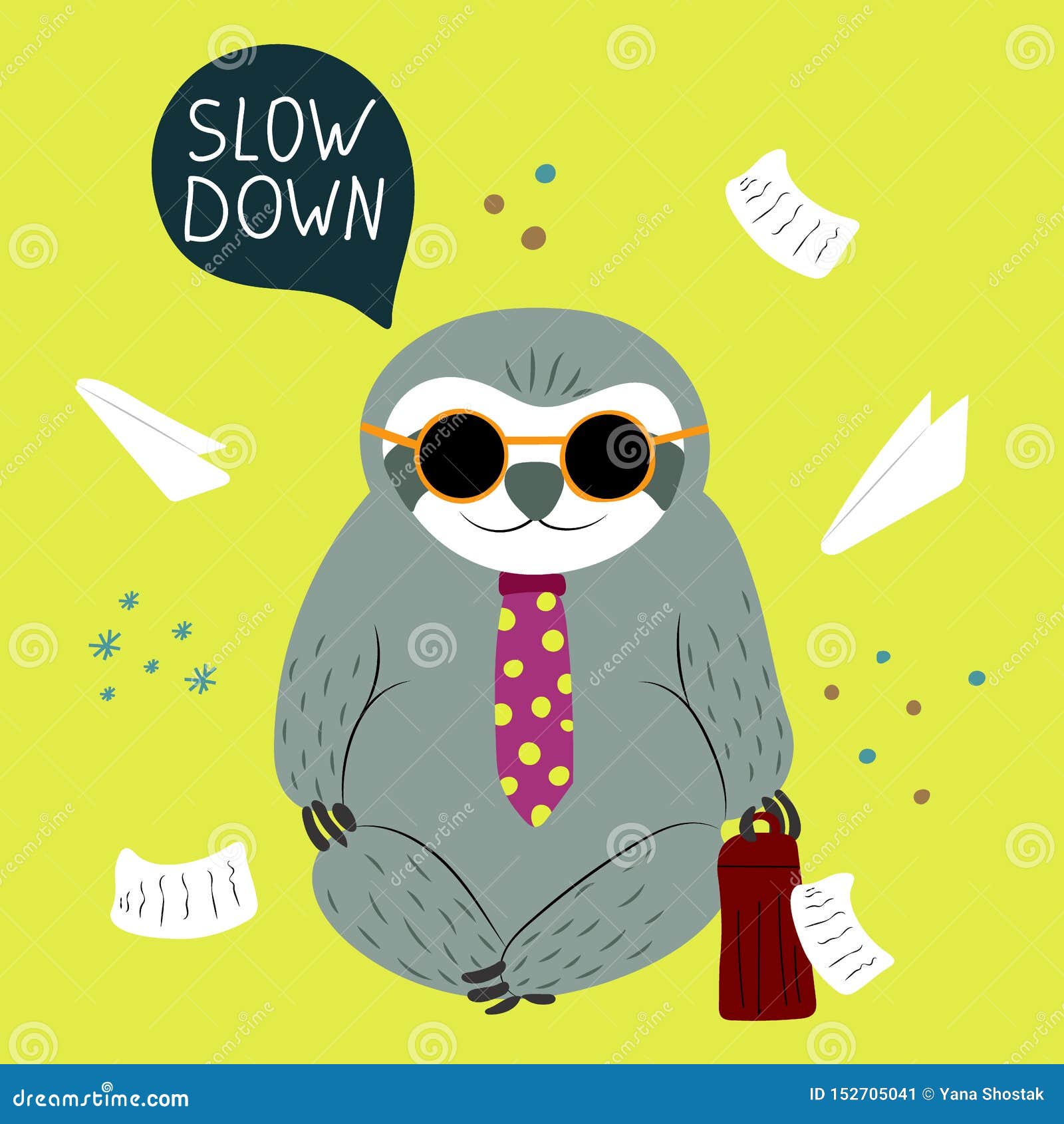 Cute Cartoon Sloth. Slow Down Stock Vector - Illustration of colorful ...