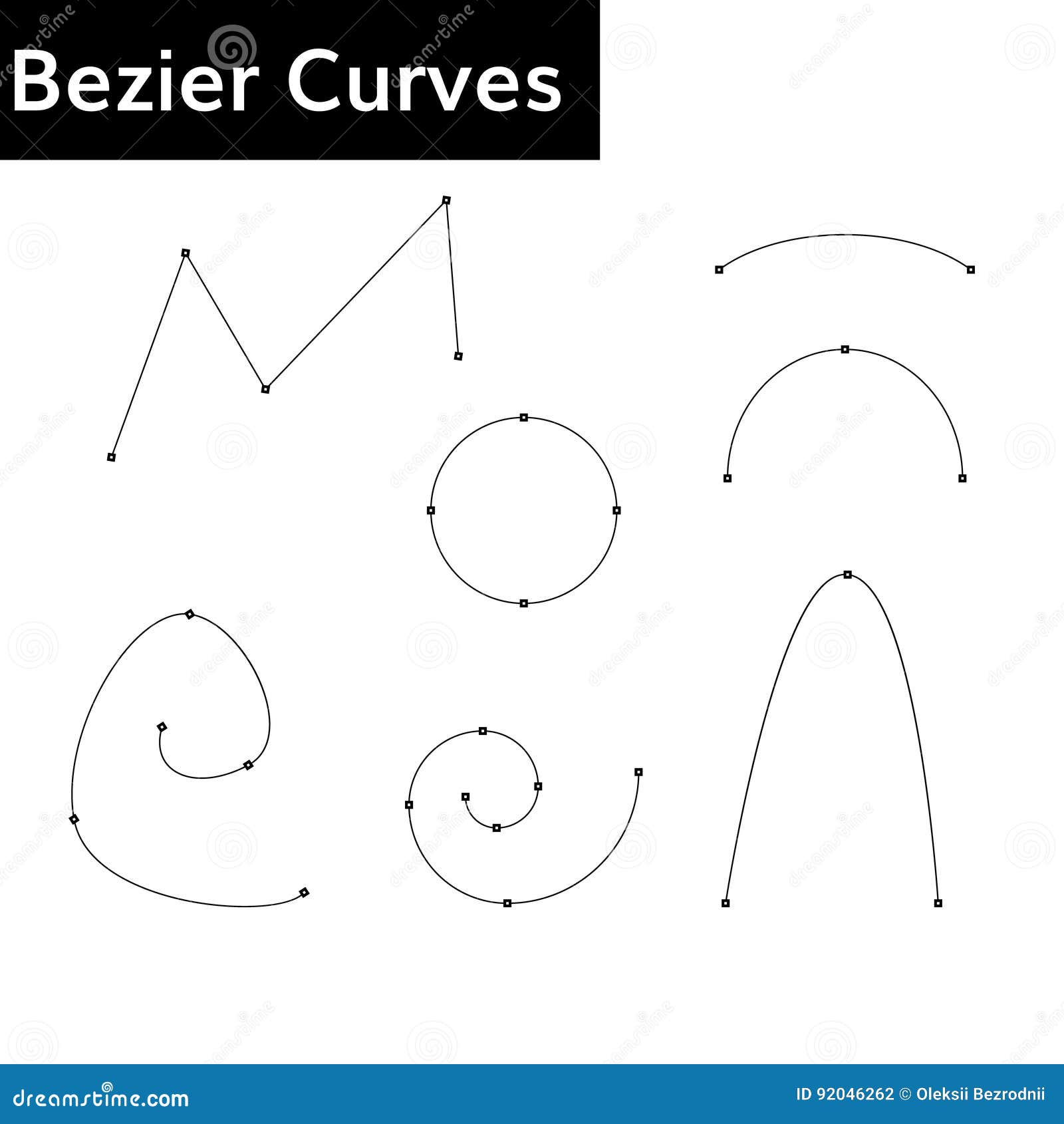 Bezier curves set stock vector. Illustration of label - 92046262