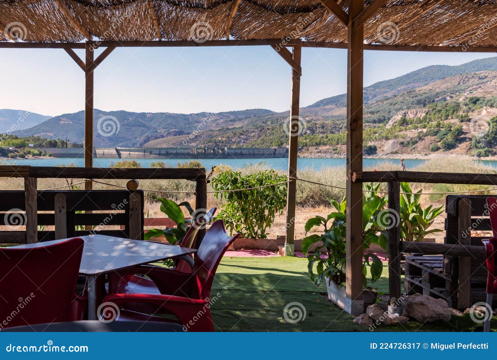 Beznar Dam Seen from the Terrace Stock Image - Image of leisure ...