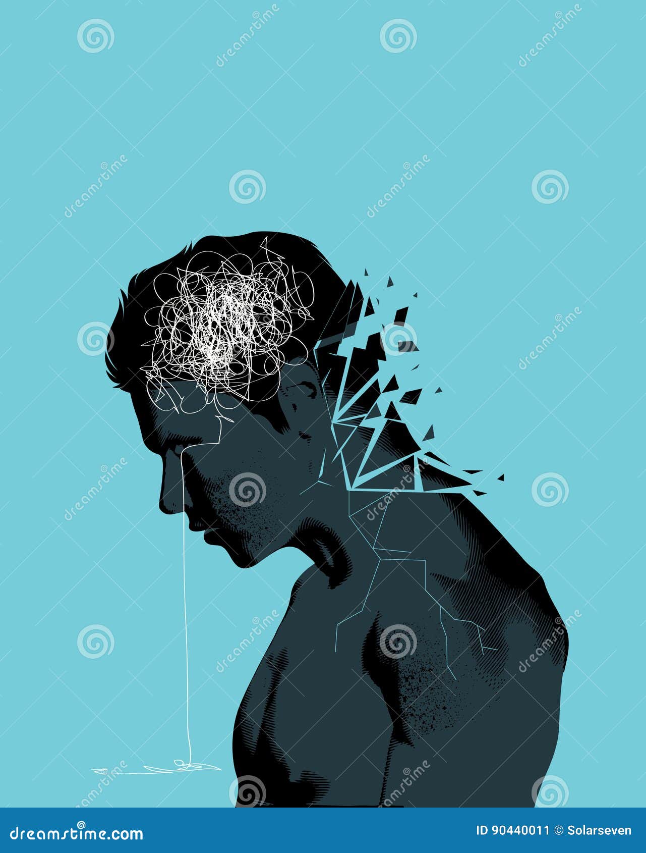 Bezorgdheid en Depressie vector illustratie. Illustration of ...