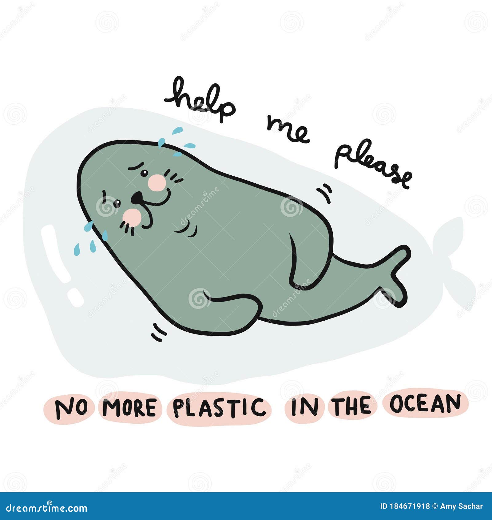 No More Plastic in the Ocean, Seal Crying because Struck in Plastic Bag ...