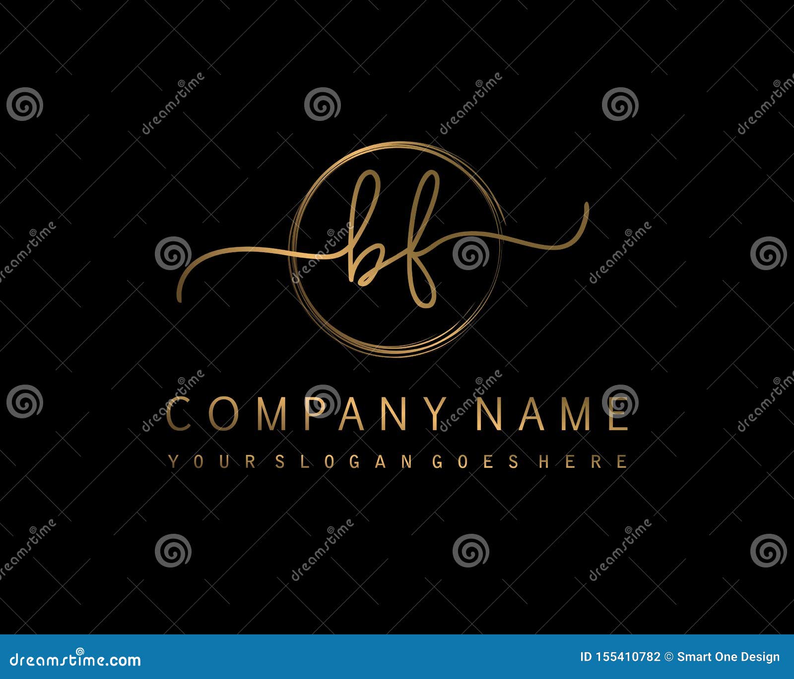 BF Initial Handwriting Logo Circle Template Vector Stock Vector ...