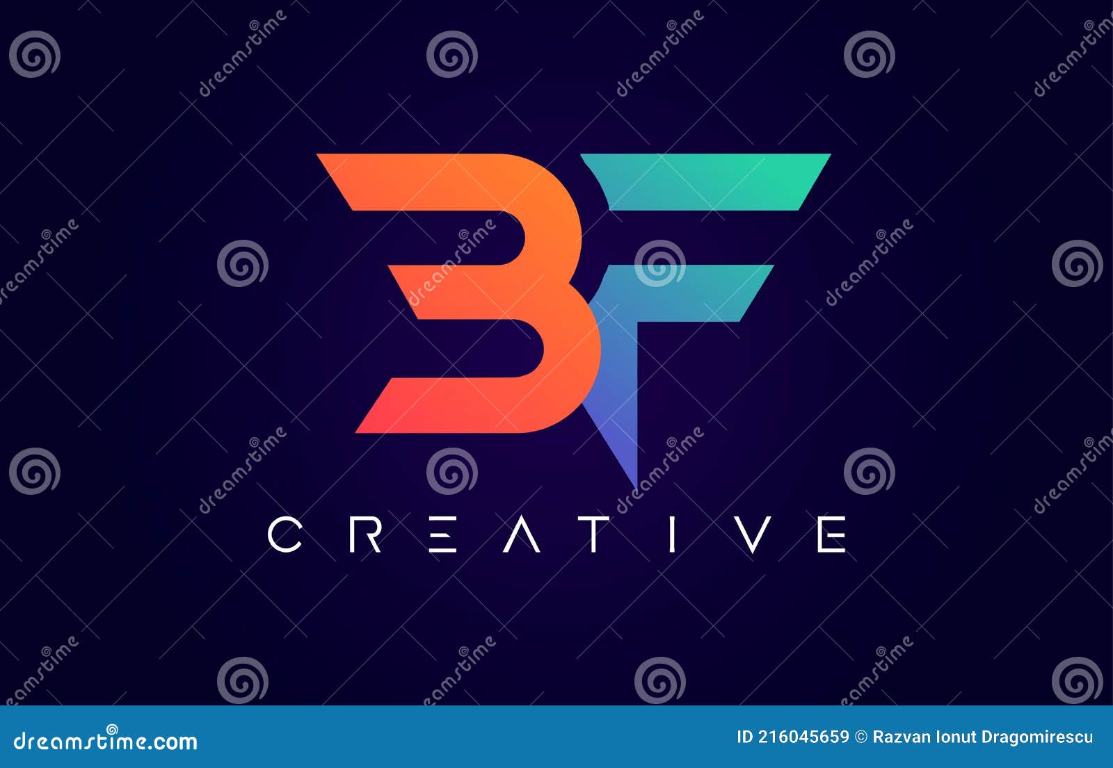 BF Logo Letter Design with Modern Creative Concept and Orange Blue ...