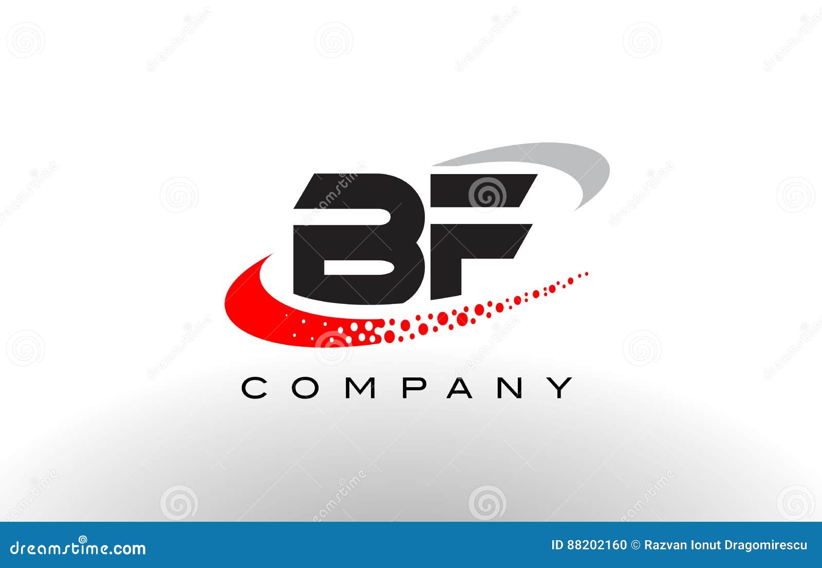 BF Modern Letter Logo Design with Red Dotted Swoosh Stock Vector ...