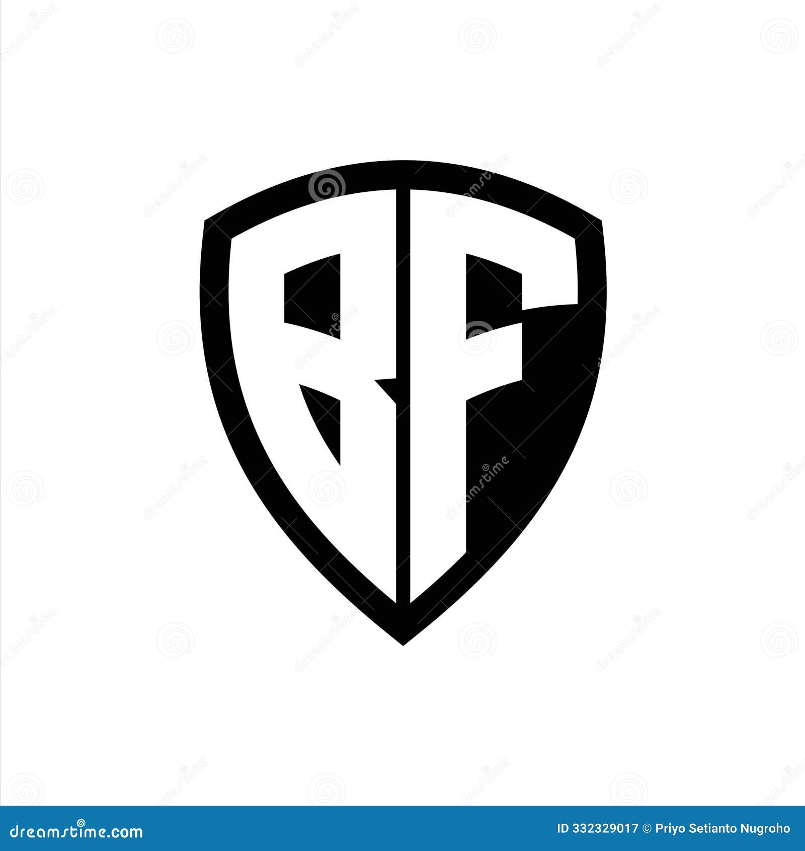 BF Monogram Logo With Bold Letters Shield Shape With Black And White ...