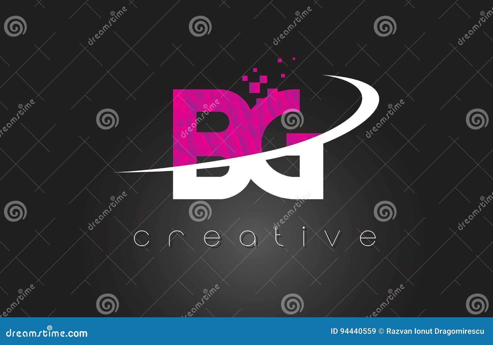 BG B G Creative Letters Design with White Pink Colors Stock Vector ...