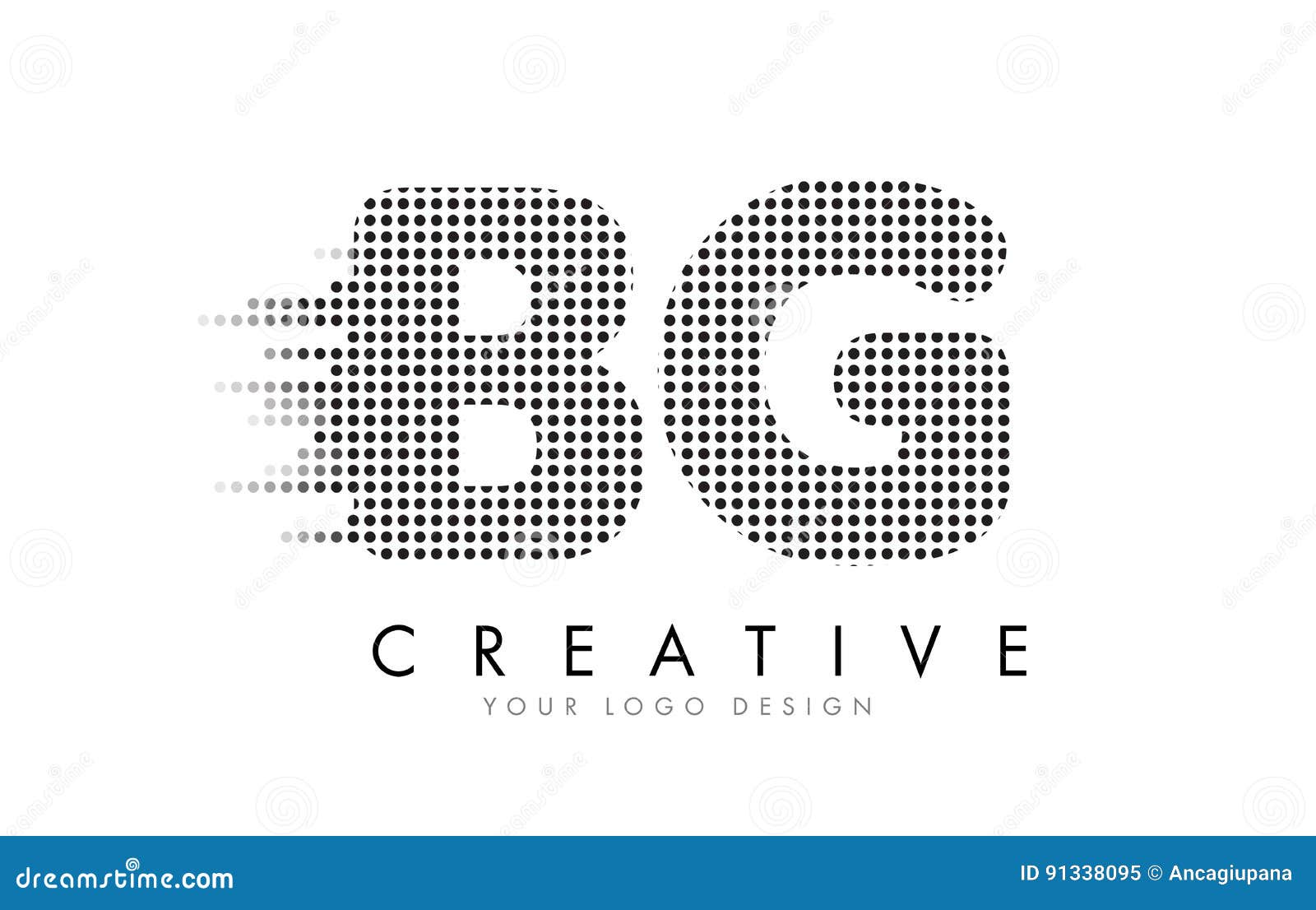 BG B G Letter Logo with Black Dots and Trails. Stock Vector ...