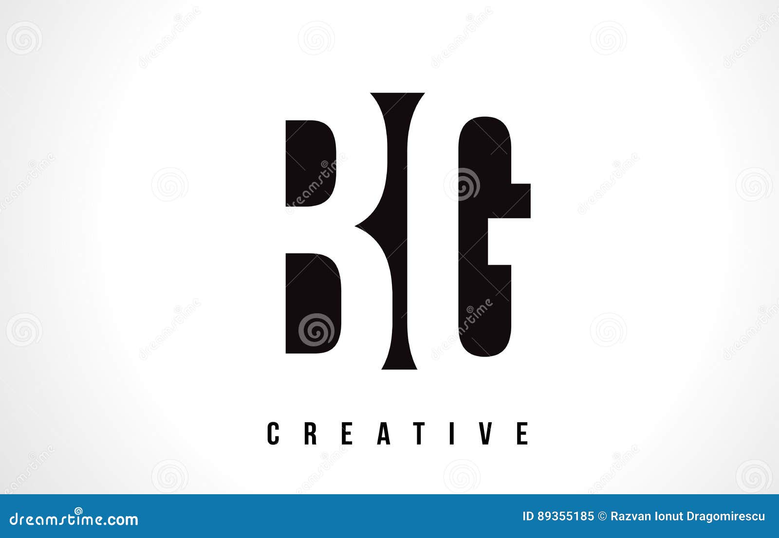 BG B G White Letter Logo Design With Black Square. Cartoon Vector ...