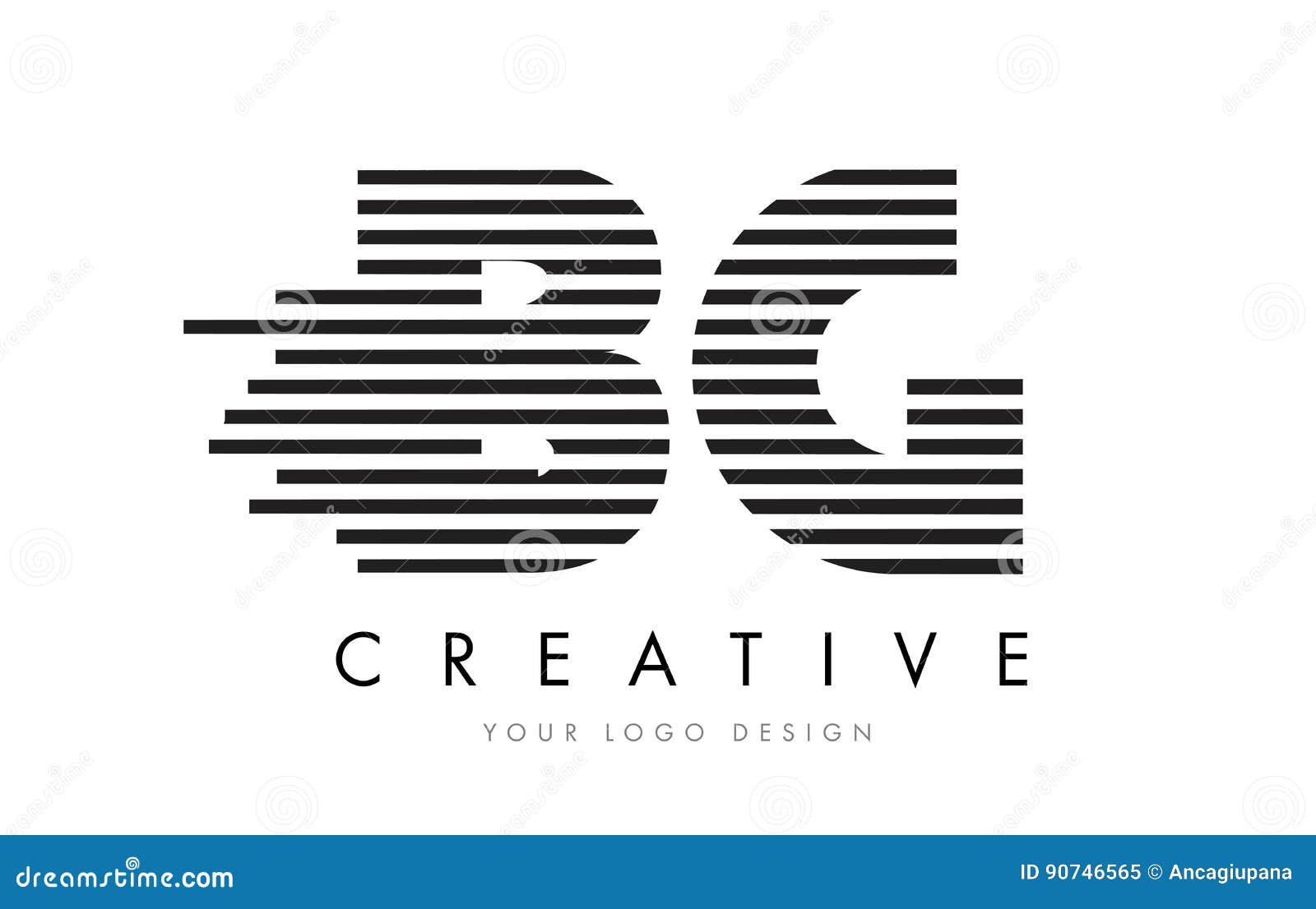 BG B G Zebra Letter Logo Design with Black and White Stripes Stock ...