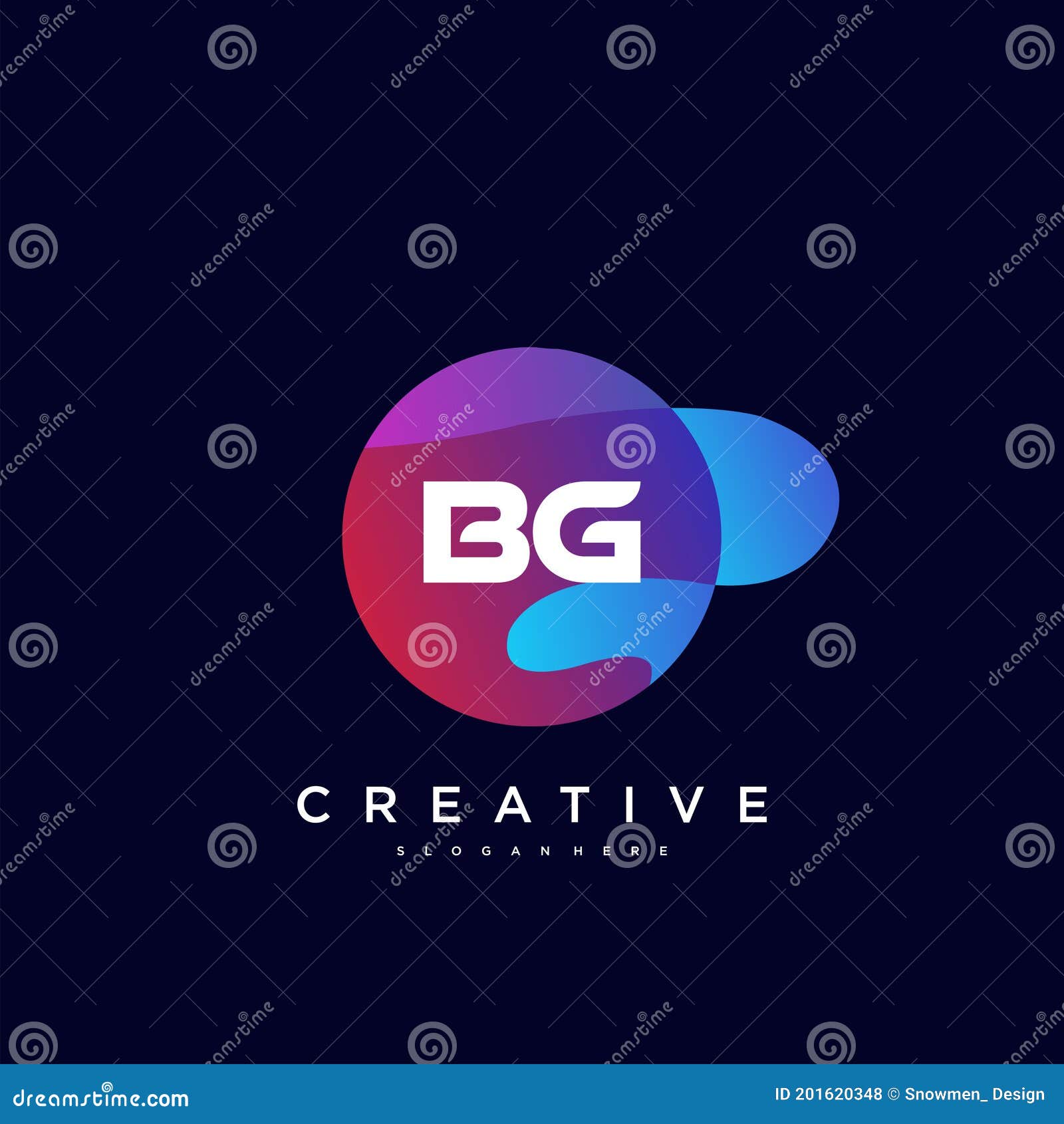BG Initial Letter Logo Icon Design Template Elements with Wave Colorful ...