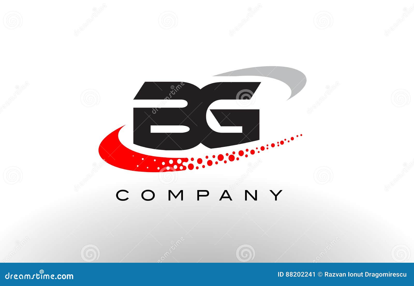 BG Modern Letter Logo Design with Red Dotted Swoosh Stock Vector ...