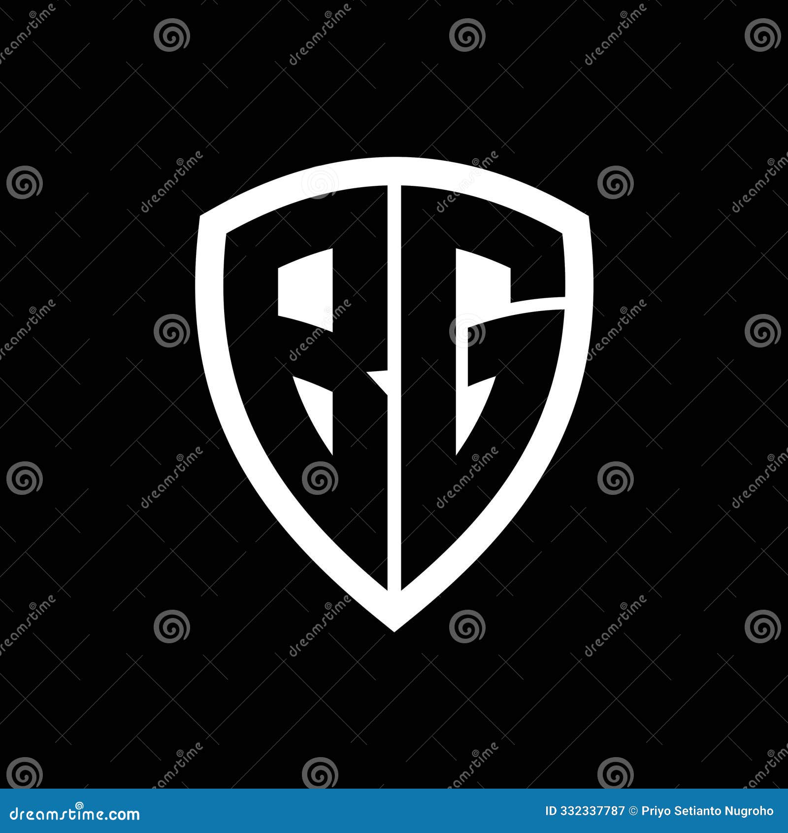 BG Monogram Logo with Bold Letters Shield Shape with Black and White ...