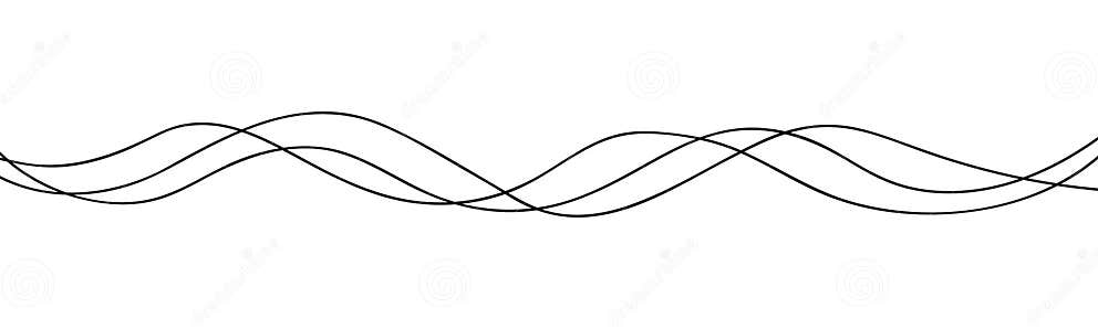 Bg with Thin Wavy Abstract Line. Curve Wave Seamless Template. Linear ...