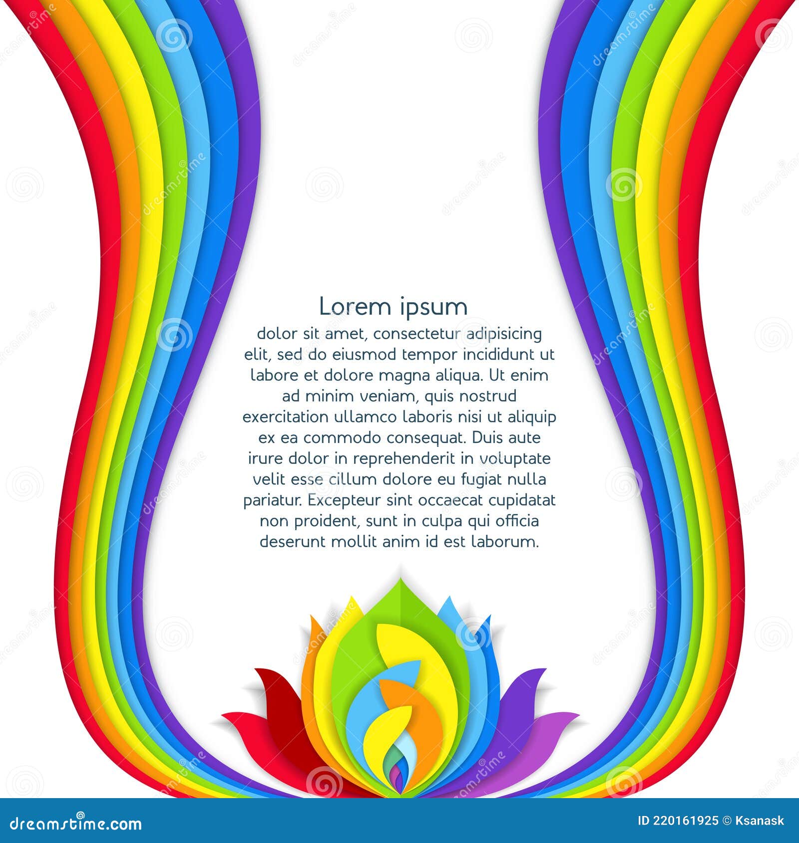 Double Rainbow and Lotus Decorative Ñ olorful Background with Wavy ...