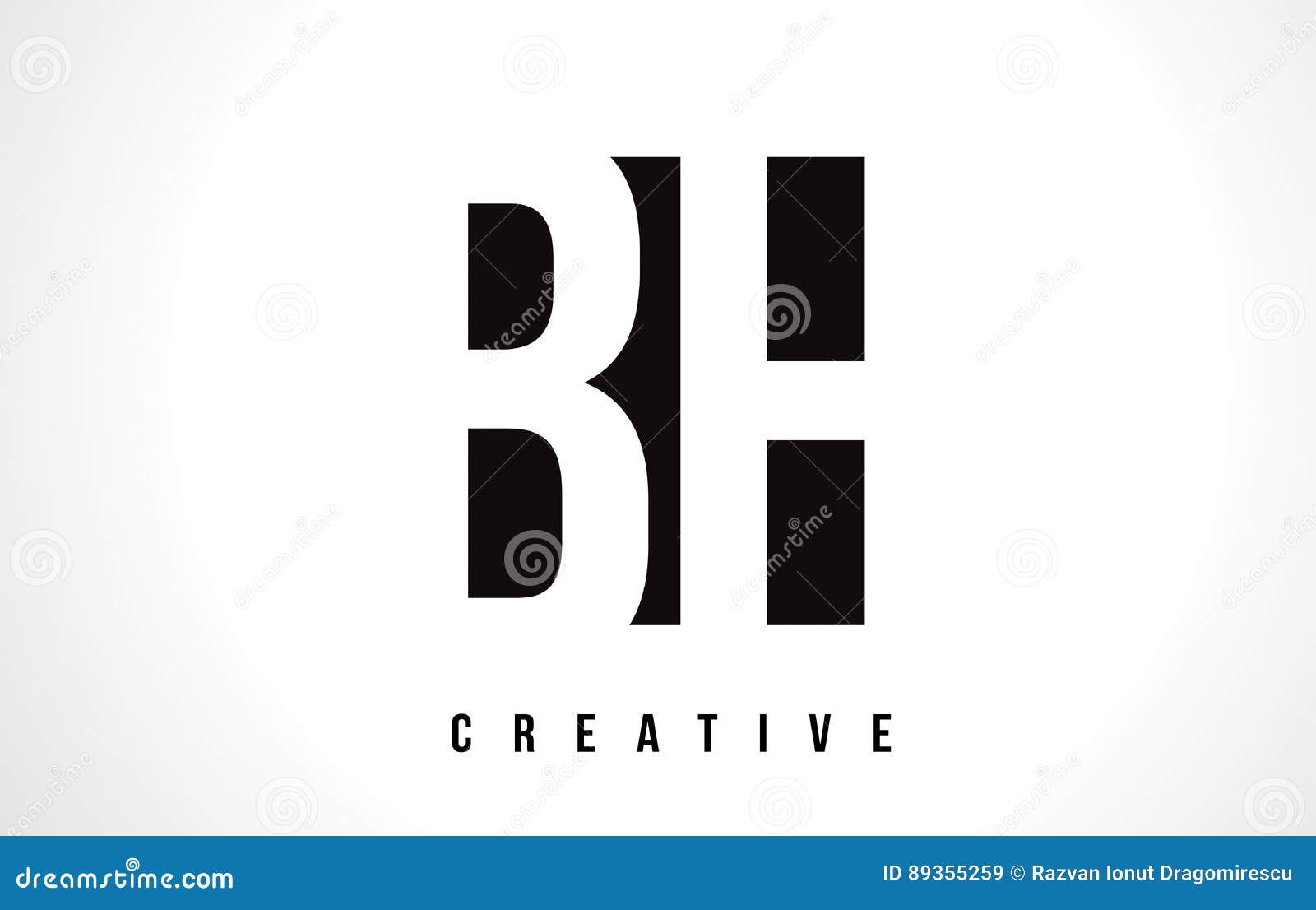 BH B H White Letter Logo Design with Black Square. Stock Vector ...