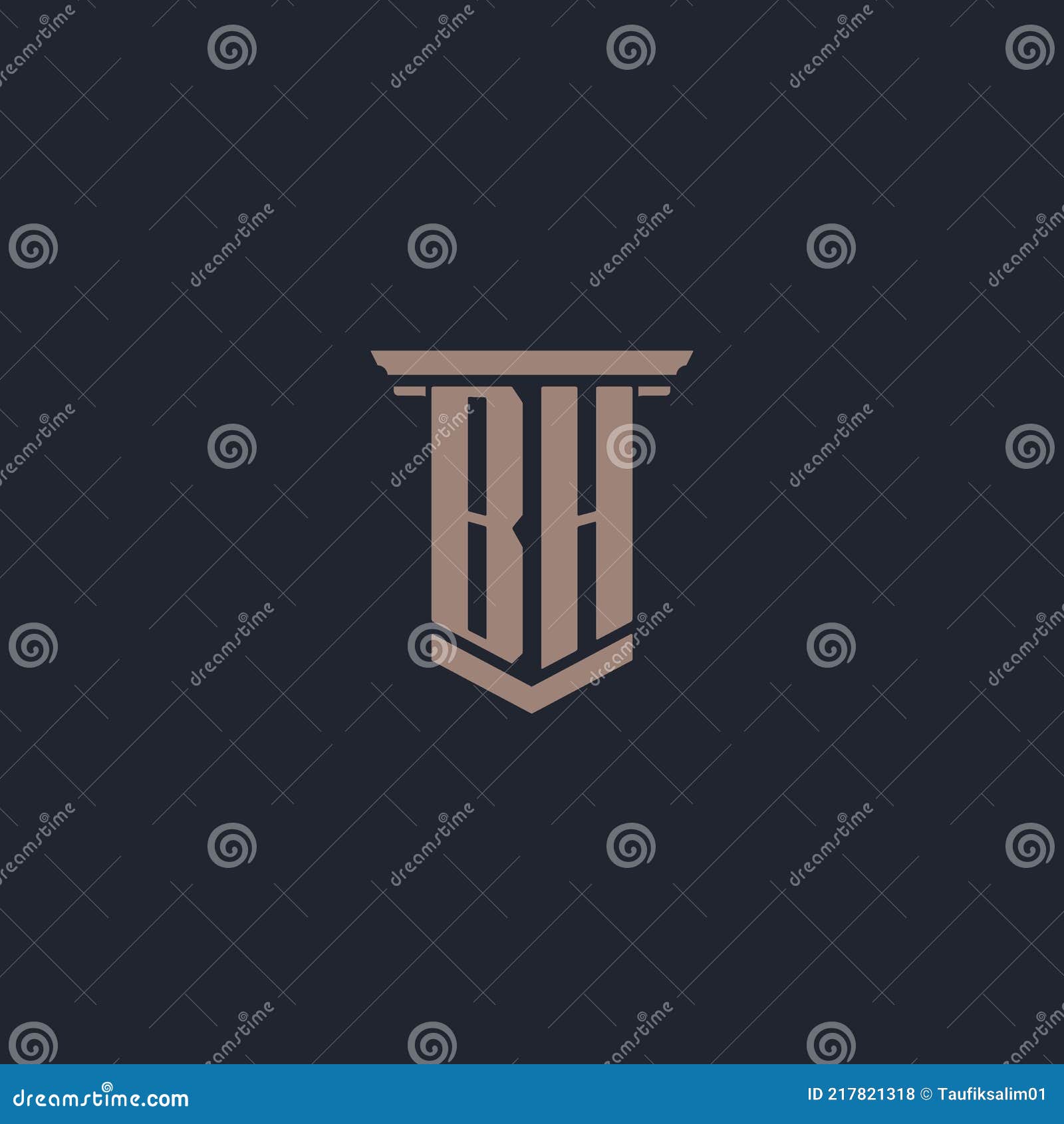 BH Initial Monogram Logo with Pillar Style Design Stock Vector ...