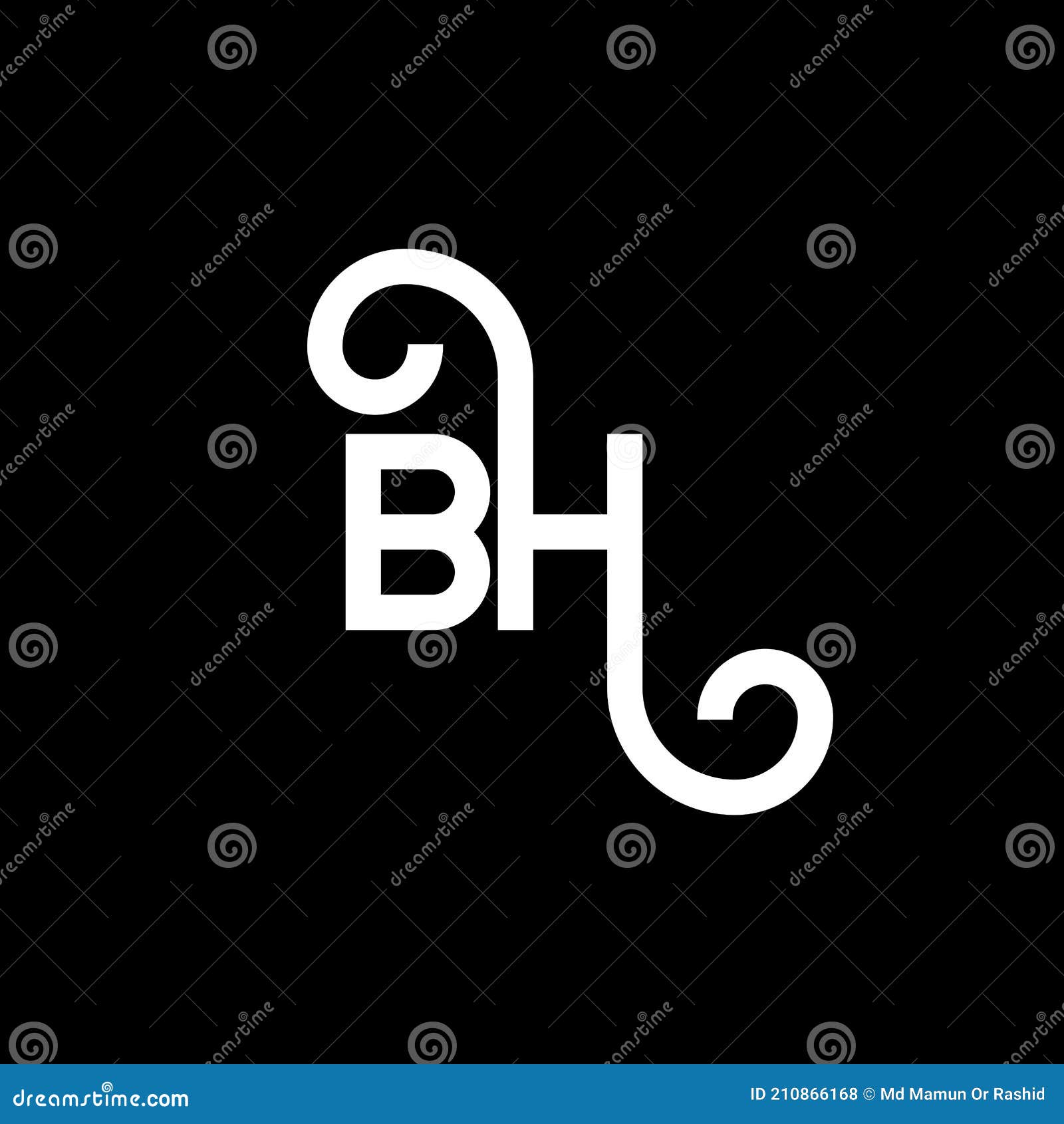BH Letter Logo Design on Black Background. BH Creative Initials Letter ...