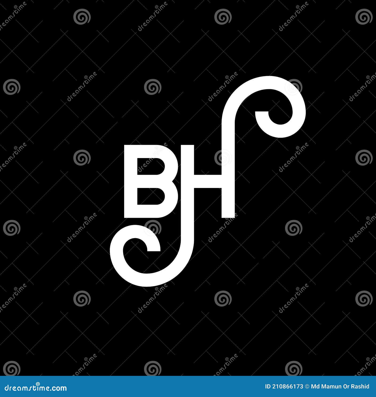 BH Letter Logo Design on Black Background. BH Creative Initials Letter ...