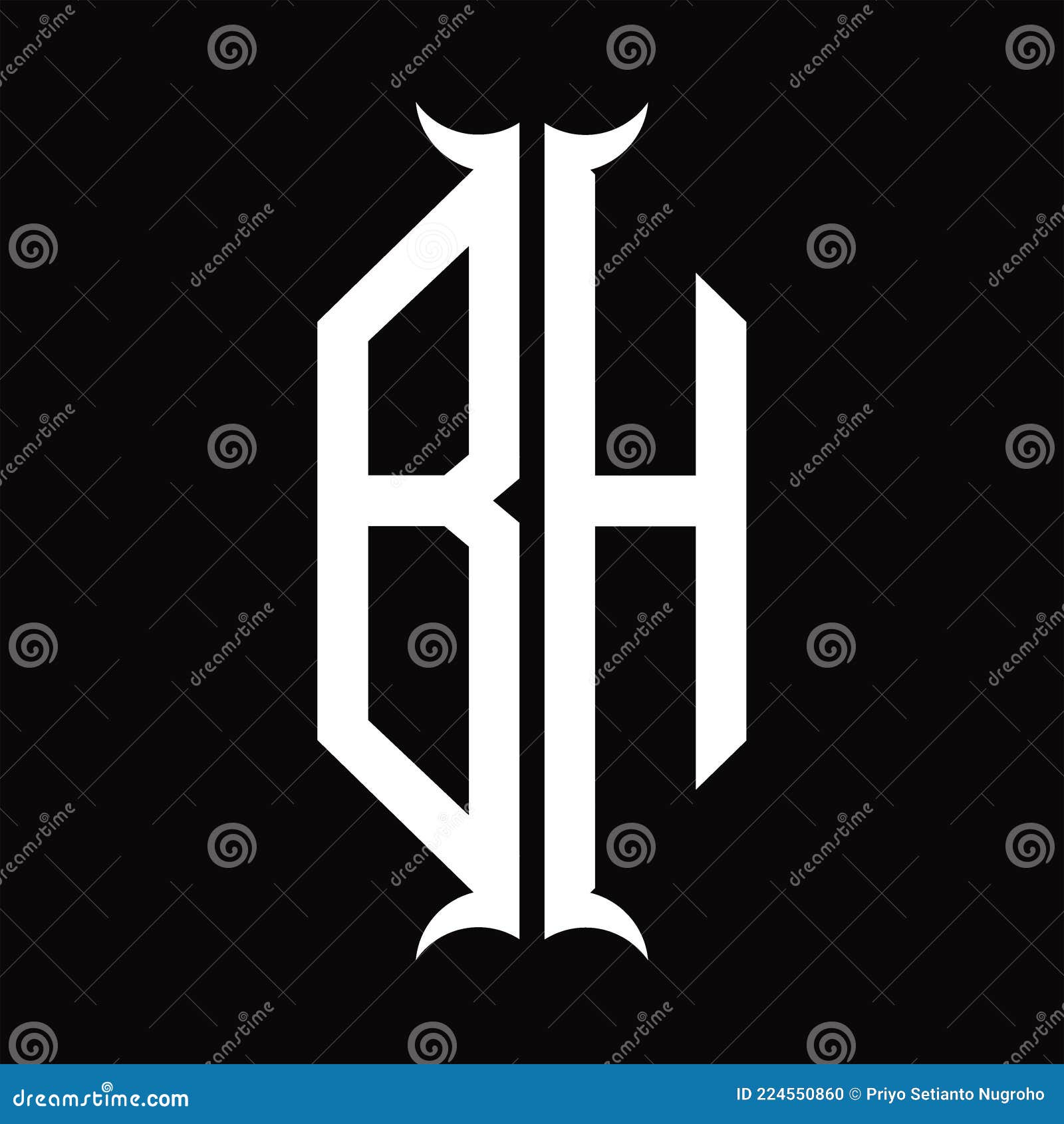 BH Logo Monogram with Horn Shape Design Template Stock Vector ...