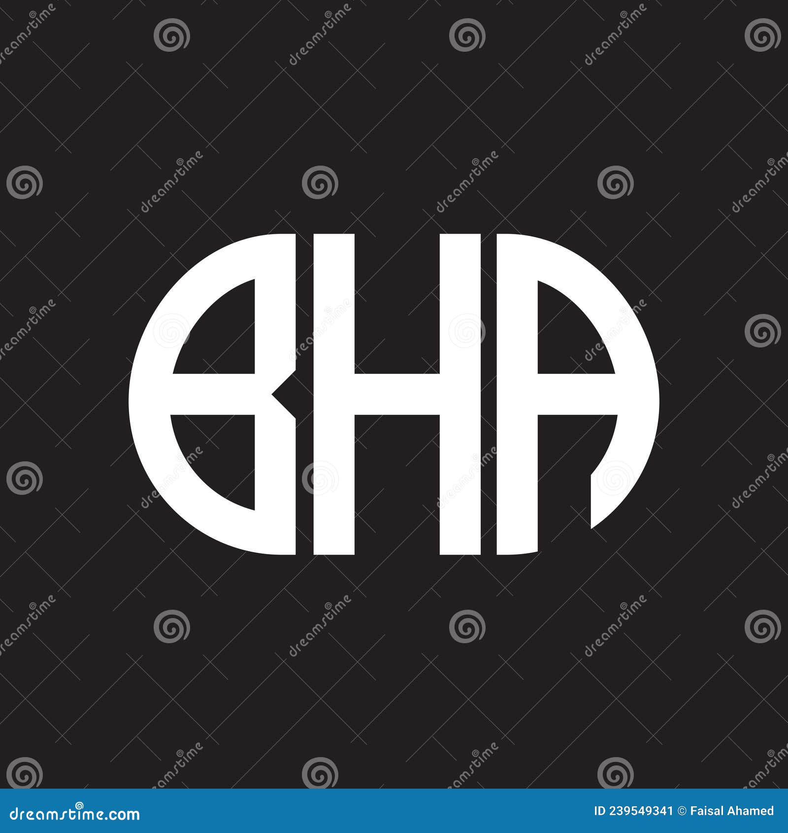 BHA Letter Logo Design On Black Background. BHA Cartoon Vector ...