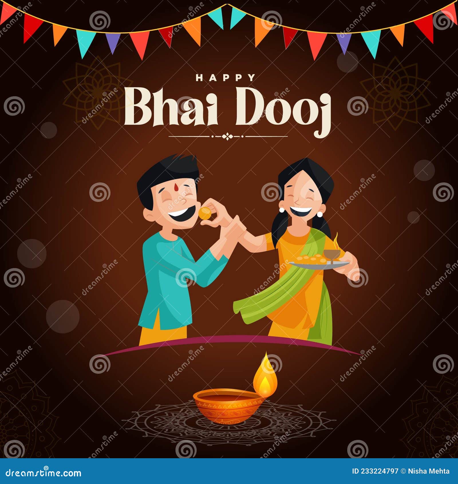 Banner Design of Happy Bhai Dooj Stock Vector - Illustration of bhaiya ...