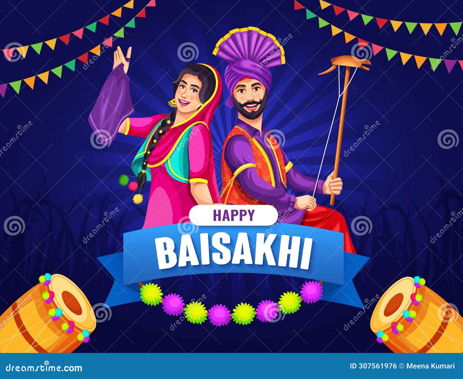 A Bhangra Dancer In Ethnic Clothes Performing With The Bhangra Scissor ...