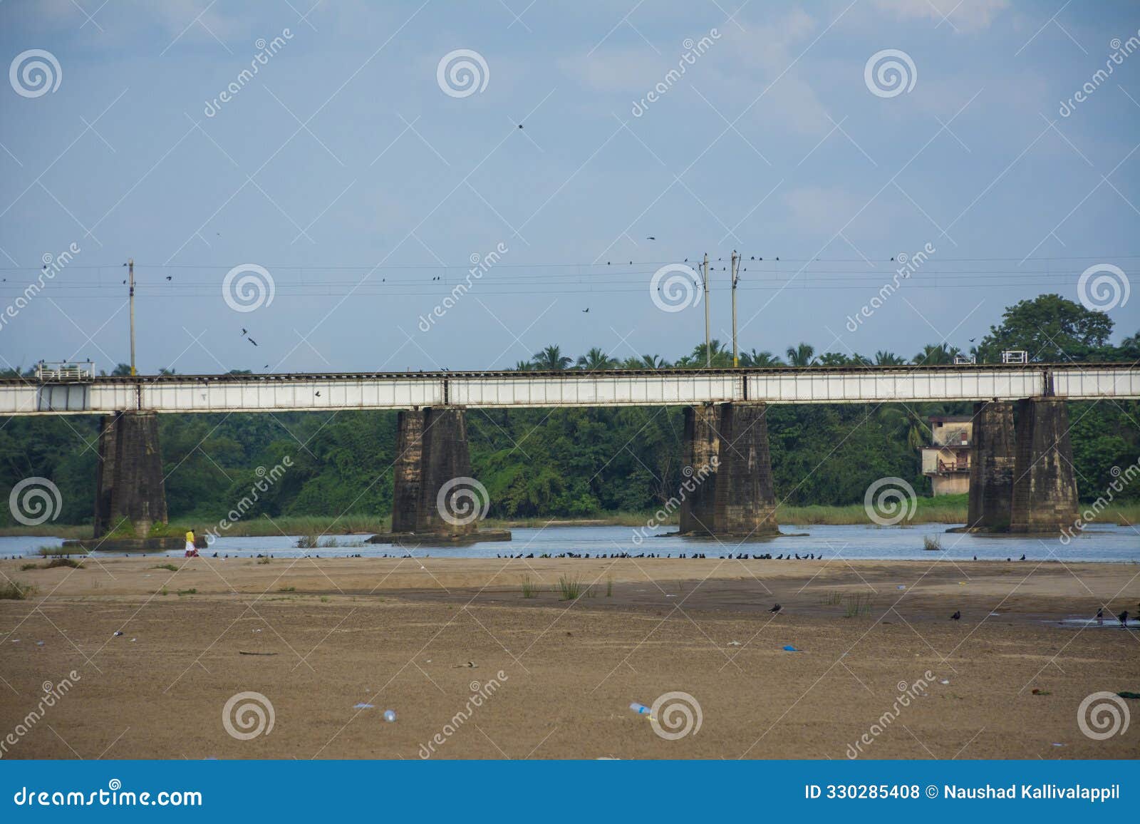 Bharathapuzha river bridge stock photo. Image of line - 330285408