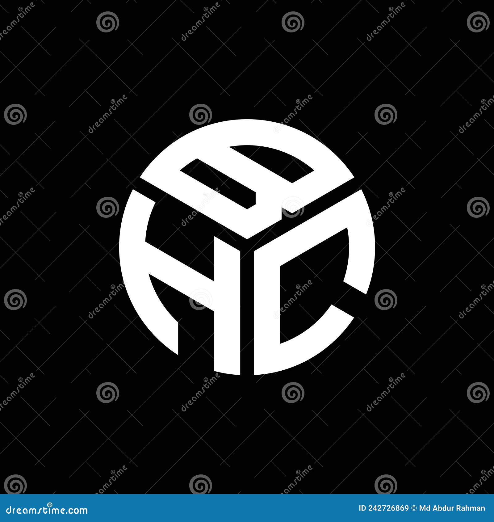 BHC Letter Logo Design on Black Background. BHC Creative Initials ...