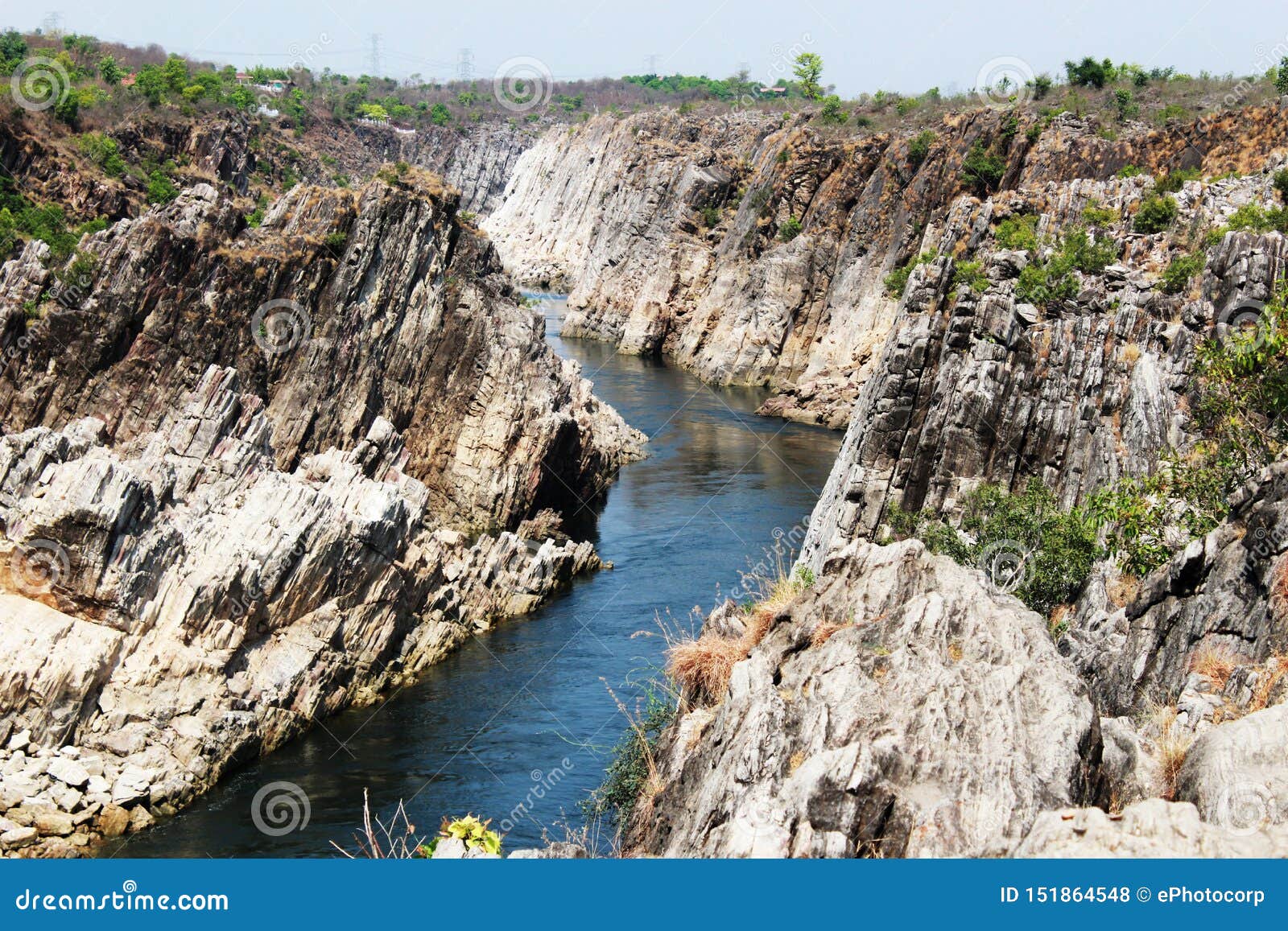 Bhedaghat Marble Rocks, Bhedaghat, Jabalpur, India Stock Photo - Image ...
