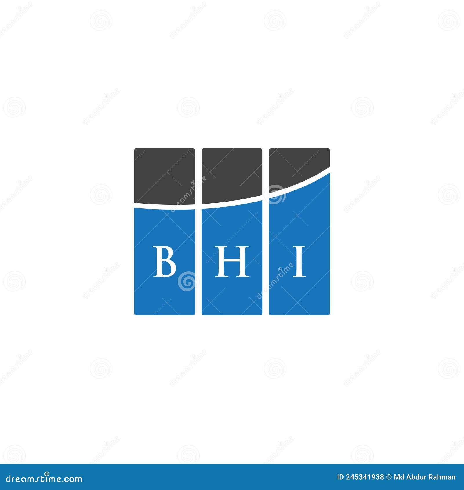 BHI Letter Logo Design on BLACK Background. BHI Creative Initials ...
