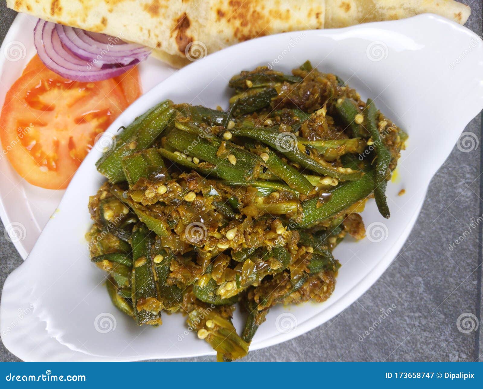 Bhindi Masala or Stuffed Bhindi or Okra, an Indian Vegetable on a Plate ...