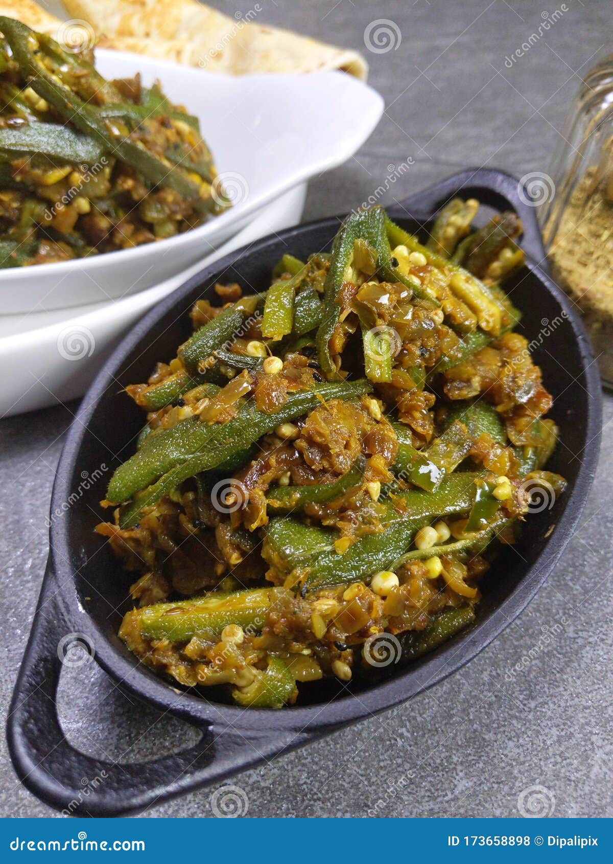 Bhindi Masala or Stuffed Bhindi or Okra, an Indian Vegetable on a Plate ...