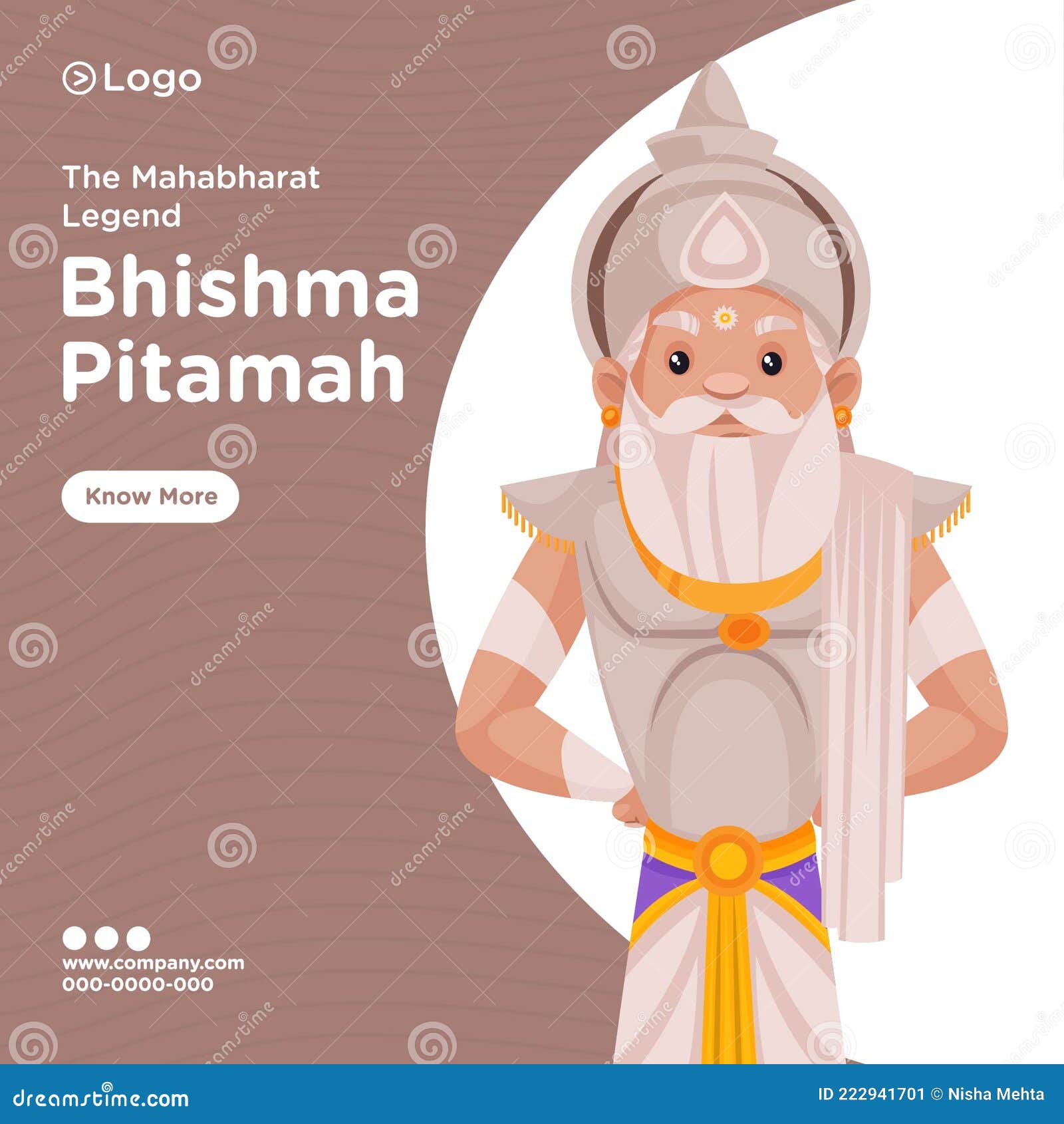 Banner Design Of Mahabharat Legend Bhishma Pitamah Cartoon Vector ...